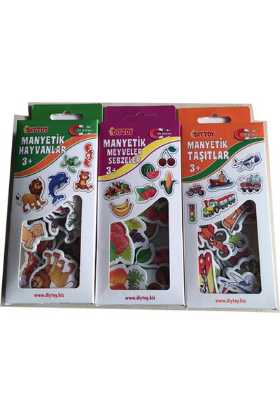 Diy-Toy 3'lü Manyetik Eğitim Seti - Hayvanlar - Taşıtlar - Meyve Sebzeler Diy-Toy 3'lü Manyetik Eğitim Seti - Hayvanlar - Taşıtlar - Meyve Sebzeler