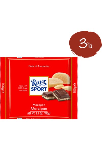 Ritter Sport Acıbadem Dolgulu Çikolata 100 G - 3 Paket