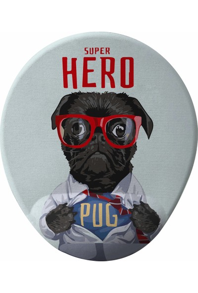 Flipped Super Hero Pug Bilek Destekli Tasarım Mouse Pad