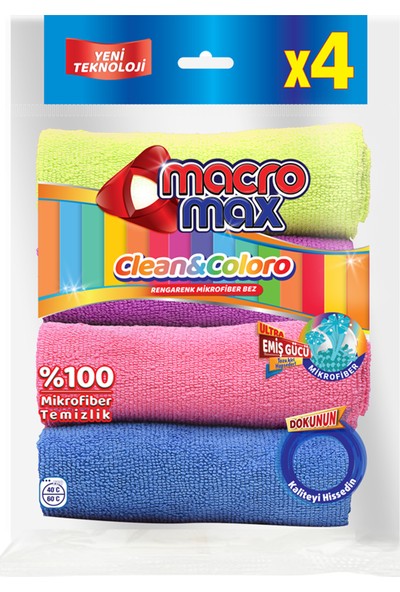 Macromax Rengarenk Mikrofiber Bez 4'lü