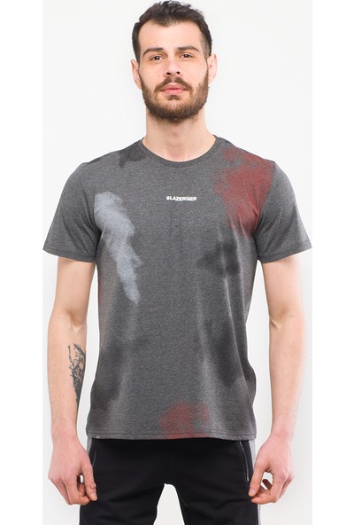 Slazenger Khan Erkek T-Shirt Koyu Gri