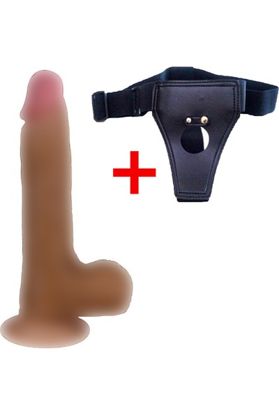 Lovetoy Ultra Yumuşak Kahverengi 20 cm Belden Bağlamalı Penis