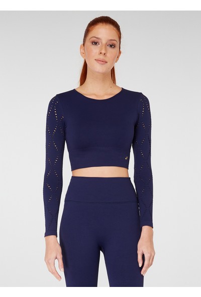 Jerf Naples Uzun Kol Crop Top Econyl Lacivert Jerf Naples Uzun Kol Crop Top Econyl Lacivert