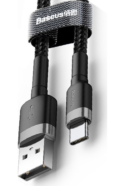 Baseus Cafule Type-C 3A Kablo 0.5m - Gri-Siyah Catklf-Ag1 Baseus Cafule Type-C 3A Kablo 0.5m - Gri-Siyah Catklf-Ag1