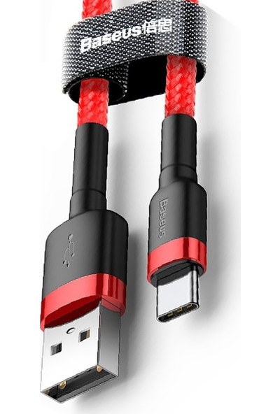 Baseus CATKLF-U09 Cafule USB Type-C 3 M 2.0A Hızlı Şarj Halat USB Kablo Siyah - Kırmızı Baseus CATKLF-U09 Cafule USB Type-C 3 M 2.0A Hızlı Şarj Halat USB Kablo Siyah - Kırmızı