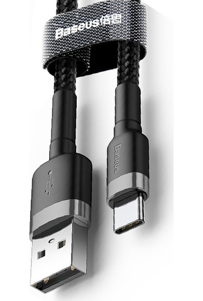 Baseus CATKLF-UG1 Cafule USB Type-C 3 M 2.0A Hızlı Şarj Halat USB Kablo Siyah - Gri Baseus CATKLF-UG1 Cafule USB Type-C 3 M 2.0A Hızlı Şarj Halat USB Kablo Siyah - Gri