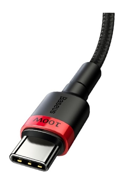 Baseus Cafule PD2.0 100W USB-C - Type-C Data ve Şarj Kablosu 20V 5A 2 mt CATKLF-AL91 - Siyah - Kırmızı