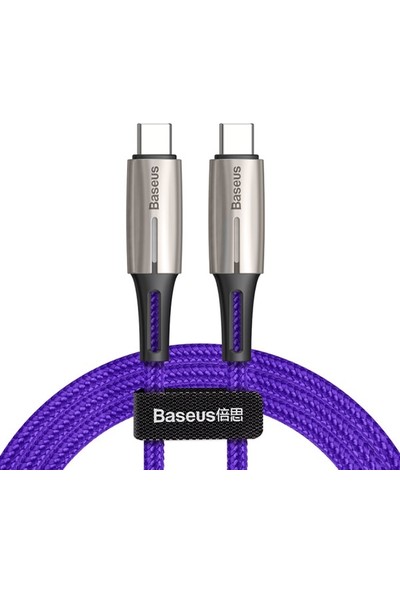 Baseus CATSD-K05 Water Drop Type-C PD 60W QC 3.0 Hızlı Şarj Kablosu 2 m - Mor
