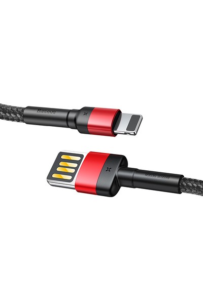 Baseus Special Edition iPhone 2.4A 1M Hızlı Şarj Halat Usb Kablo - Kırmızı Siyah - CALKLF-G91 Baseus Special Edition iPhone 2.4A 1M Hızlı Şarj Halat Usb Kablo - Kırmızı Siyah - CALKLF-G91
