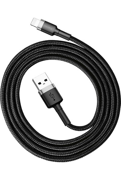 Baseus Apple Lightning 1 Metre Kevlar Kablo - Siyah-Gri Baseus Apple Lightning 1 Metre Kevlar Kablo - Siyah-Gri