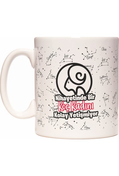 Rock'n Fox Nihayetinde Bir Koç Burcu Kadını Kolay Yetişmiyor Burç Tasarım Kupa Bardak