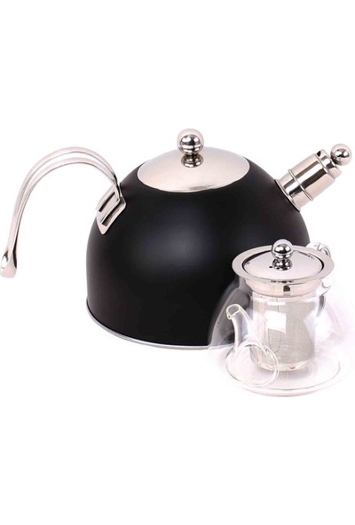 Gönül Cam Demlikli Düdüklü Çelik Çaydanlık Takımı