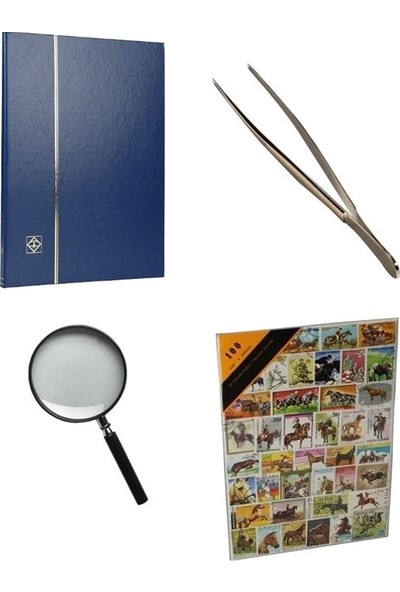 Pulko Filateli Pul Koleksiyonu Başlangıç Seti - Mavi - At Pulları ile Pulko Filateli Pul Koleksiyonu Başlangıç Seti - Mavi - At Pulları ile