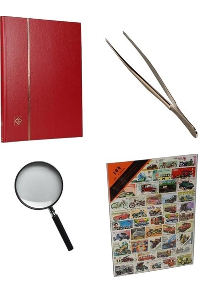 Pulko Filateli Pul Koleksiyonu Başlangıç Seti - Kırmızı - Otomobil & Motorsiklet Pulları ile Pulko Filateli Pul Koleksiyonu Başlangıç Seti - Kırmızı - Otomobil & Motorsiklet Pulları ile