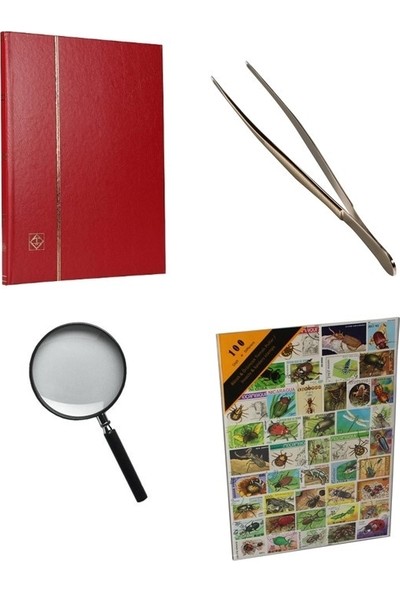 Pulko Filateli Pul Koleksiyonu Başlangıç Seti - Kırmızı - Böcek & Örümcek Pulları ile Pulko Filateli Pul Koleksiyonu Başlangıç Seti - Kırmızı - Böcek & Örümcek Pulları ile