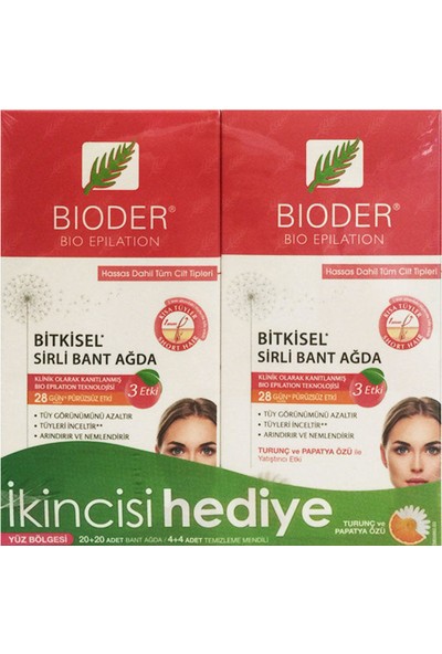Bioder Bitkisel Sirli Bant Ağda - Yüz Bölgesi 2'li Bioder Bitkisel Sirli Bant Ağda - Yüz Bölgesi 2'li