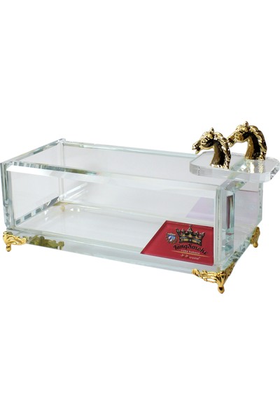 Ikiyıldız Kristal AS144 Kristal Puro Küllüğü Altın Kaplama Çift At Başlı