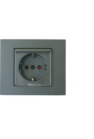 Ovivo Grano Füme Kapaklı Topraklı Priz Çerçeveli Ovivo Grano Füme Kapaklı Topraklı Priz Çerçeveli
