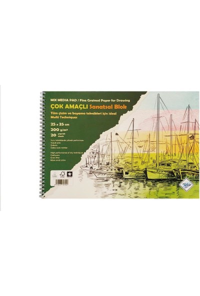 Art Liva Sanatsal Resim Defteri Multi Teknik 20 Sayfa 120 gr 25 x 35 cm