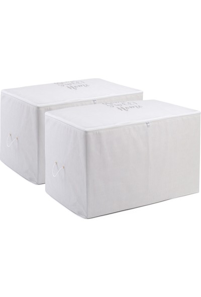 Ocean Home 2'li Mega Boy Gri Çizgili Baskılı Hurç Set