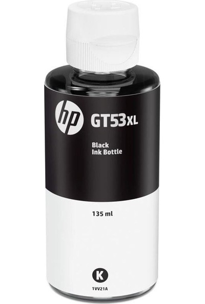 HP GT53XL 135 ml Mürekkep 1VV21AE Siyah Smart Tank 500-515-519-530 HP GT53XL 135 ml Mürekkep 1VV21AE Siyah Smart Tank 500-515-519-530
