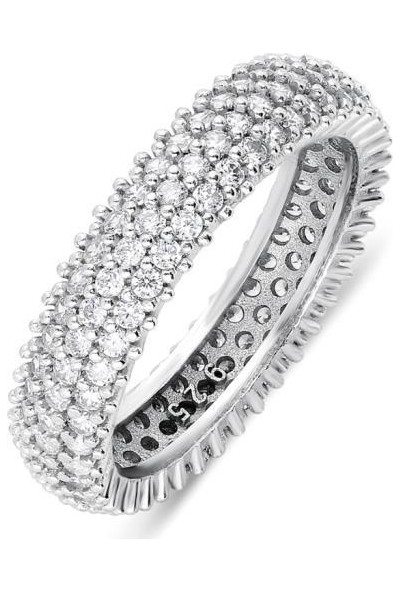 Aykat Tam Tur Üç Sıralı Alyans Taşlı Gümüş Yüzük