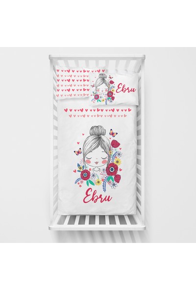 Homamia Kişiye Özel Bebek Nevresim Takımı Çiçek Kız Homamia Kişiye Özel Bebek Nevresim Takımı Çiçek Kız