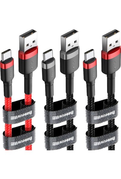 Baseus CATKLF-CG1 Cafule Type-C 2A Kablo 2 mt - Gri/Siyah Baseus CATKLF-CG1 Cafule Type-C 2A Kablo 2 mt - Gri/Siyah