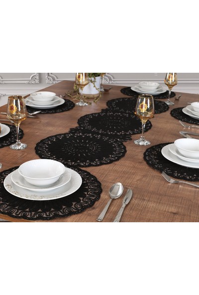 Tropik Home Amerikan Servis Supla ve Runner Seti 6 Kişilik 7 Parça Çeyiz Sunum Seti