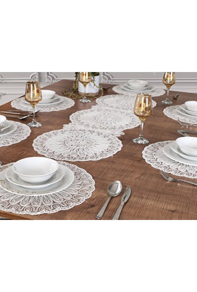 Tropik Home Amerikan Servis Supla ve Runner Seti 6 Kişilik 7 Parça Çeyiz Sunum Seti