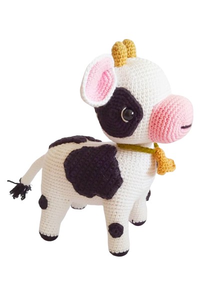 Hobinomi Amigurumi Yavru İnek Sevimli Buzağı Buzu (Organik El Örgüsü Sağlıklı Oyuncak)