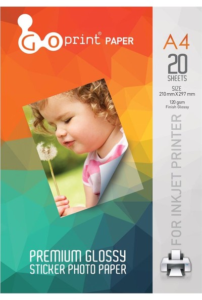 Goprint Sticker Yapışkanlı Fotoğraf Kağıdı Parlak A4 120 gr 20 Yaprak Goprint Sticker Yapışkanlı Fotoğraf Kağıdı Parlak A4 120 gr 20 Yaprak