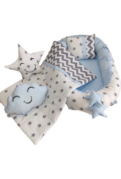 Bebekatölyesi Beyaz Yıldız Mavi Kombin Babynest 5'li Set Bebekatölyesi Beyaz Yıldız Mavi Kombin Babynest 5'li Set