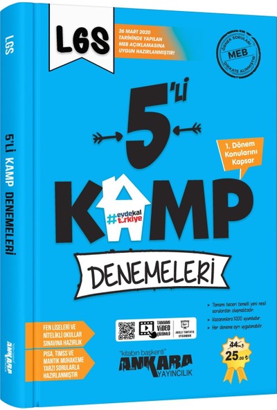 Ankara Yayıncılık 8.sınıf LGS 1. Dönem 5’li Kamp Denemeleri - 2020