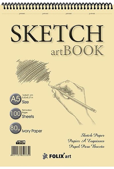 Folix Sketchbook SAHRA A5 Spiralli 90 gr. Ivory 100 yaprak Eskiz Defteri