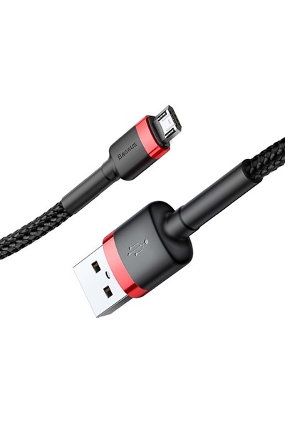 Baseus CAMKLF-C91 Cafule Micro USB 1.5A Kablo 2 mt - Kırmızı/Siyah Baseus CAMKLF-C91 Cafule Micro USB 1.5A Kablo 2 mt - Kırmızı/Siyah