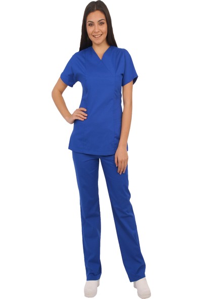 Emel Tekstil Doktor Hemşire Kadın Forma Saks Mavisi Yarasa Takım Emel Tekstil Doktor Hemşire Kadın Forma Saks Mavisi Yarasa Takım