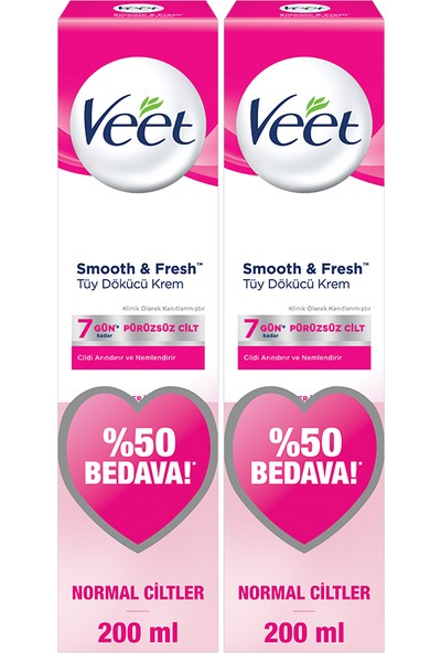Veet Tüy Dökücü Krem Bacak & Vücut Bölgesi Normal Ciltler 200 ml Süper Fırsat X 2