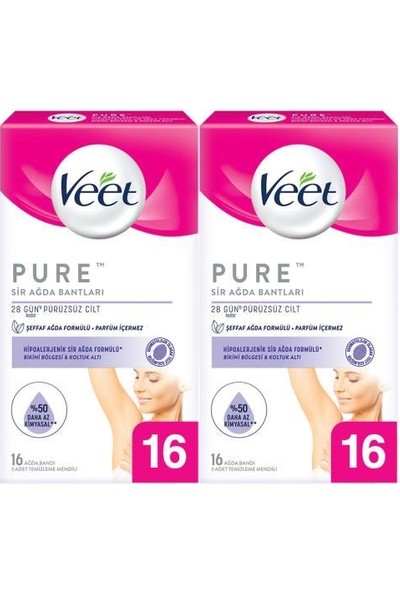 Veet Pure Hipoalerjenik Sir Ağda Bandı Bikini & Koltuk Altı Bölgesi 16'lı X 2 Veet Pure Hipoalerjenik Sir Ağda Bandı Bikini & Koltuk Altı Bölgesi 16'lı X 2