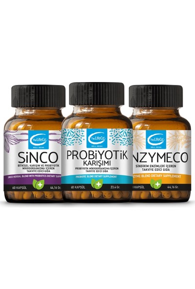TheLifeCo Özel Takviyeler Paketi - Sindirim ve Bağırsak - SinCo + EnzymeCo + Probiyotik TheLifeCo Özel Takviyeler Paketi - Sindirim ve Bağırsak - SinCo + EnzymeCo + Probiyotik