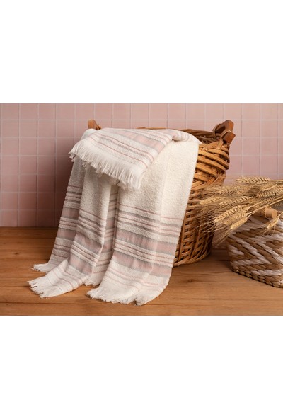 Englısh Home Retro Çizgili 2'li Banyo Havlusu Takımı 50 x 85 cm + 70 x 150 cm Ekru - Pembe Englısh Home Retro Çizgili 2'li Banyo Havlusu Takımı 50 x 85 cm + 70 x 150 cm Ekru - Pembe