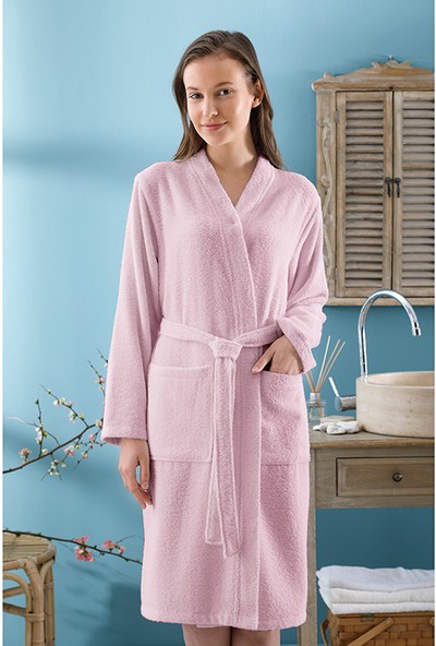 Englısh Home Plain Pamuklu Bayan Bornoz L- x l Açık Pembe Englısh Home Plain Pamuklu Bayan Bornoz L- x l Açık Pembe
