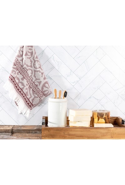 Englısh Home Ethnic Symbols Jakarlı El Havlusu 30 x 45 cm Mürdüm