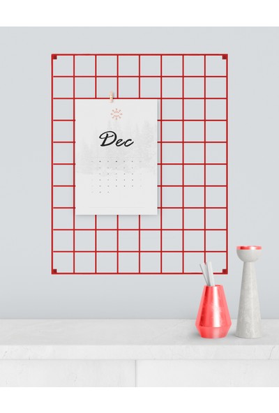 Hepsi Home Fotoğraf Askısı Tel Pano Dekoratif Duvar Panosu Kırmızı 80 x 60 cm