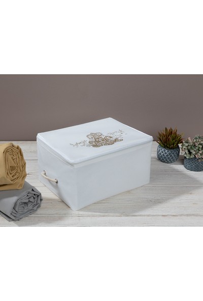 Englısh Home Lace Damask Hurç 30 x 22 x 18 cm Beyaz Englısh Home Lace Damask Hurç 30 x 22 x 18 cm Beyaz