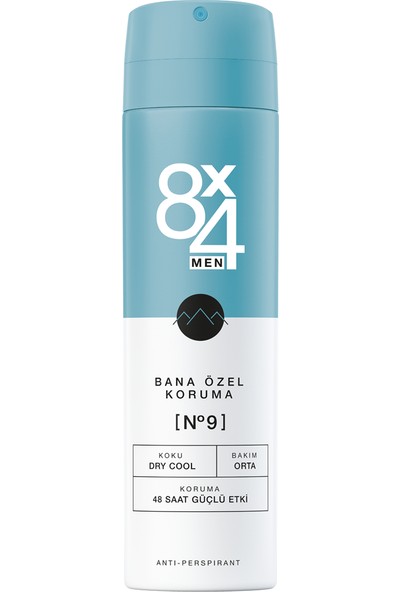 8X4 Men No. 9 Dry Cool Erkek Sprey Deodorant 150Ml 8X4 Men No. 9 Dry Cool Erkek Sprey Deodorant 150Ml