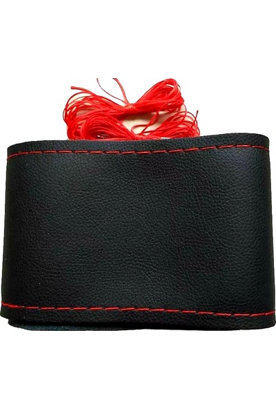 Gürler Dikmeli Direksiyon Kılıfı Kokusuz Kırmızı İpli Dikişli Deri