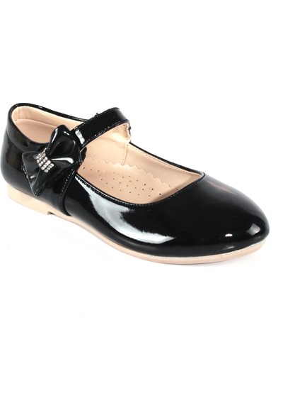 Akıllı Şirin Taş İşlemeli Kız Çocuk Rugan Babet Siyah 26