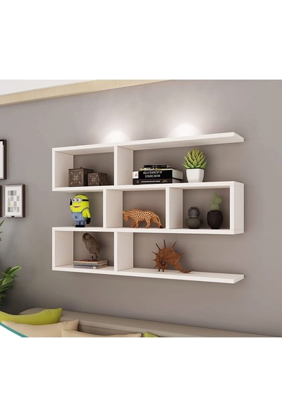 Taç Dekroasyon Beyaz 7 Bölmeli Dekoratif Kitaplık