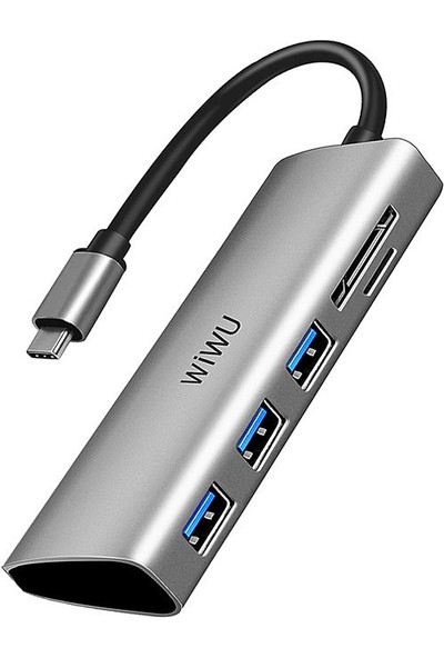 Wiwu Alpha 532ST Type-C Girişli Çevirici ve Çoklayıcı Hub Gri Wiwu Alpha 532ST Type-C Girişli Çevirici ve Çoklayıcı Hub Gri